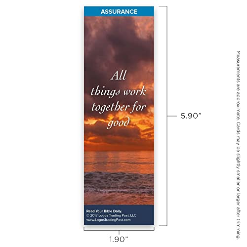 Christian Bookmark with Bible Verse, Pack of 25, Assurance Themed, All Things Work Together for Good, Romans 8:28