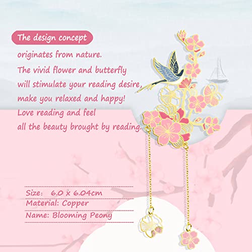 Pemilosci Bookmarks Flower Pendant in Gift Box Mothers Teachers Friends Birthday Christmas Retirement Cute Gifts for Teacher Friends Coworkers Friend Reader Book Lovers Women (Cherry Blossom)