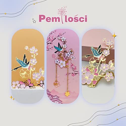 Pemilosci Bookmarks Flower Pendant in Gift Box Mothers Teachers Friends Birthday Christmas Retirement Cute Gifts for Teacher Friends Coworkers Friend Reader Book Lovers Women (Cherry Blossom)