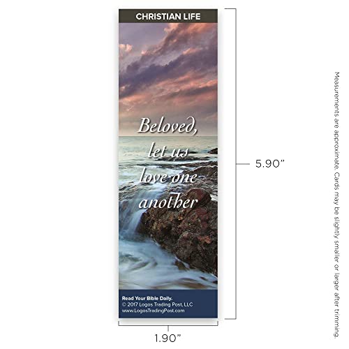 Christian Bookmark with Bible Verse, Pack of 25, Christian Life Themed, Beloved, Let Us Love One Another, 1 John 4:7-8