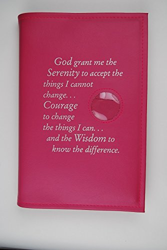 Alcoholics Anonymous AA Big Book Cover Serenity Prayer & Medallion Holder Pink