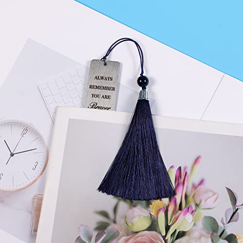 SAVITA Inspirational Bookmark, Exquisite Metal Bookmarks with Tassel Teacher Appreciation Bookmark with Motivational Words for Teachers Book Lovers Readers Teens Women Men (Always Remember)