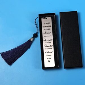 SAVITA Inspirational Bookmark, Exquisite Metal Bookmarks with Tassel Teacher Appreciation Bookmark with Motivational Words for Teachers Book Lovers Readers Teens Women Men (Always Remember)