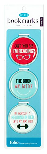 Just Clip it! Quote Bookmarks - (Set of 3 Clip Over The Page Markers) A Book A Day Keeps Reality Away, Book Nerd, Funny Bookmark Set - Ideal for Bookworms of All Ages... Adults Men Women Teens & Kids