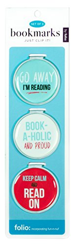 Just Clip it! Quote Bookmarks - (Set of 3 Clip Over The Page Markers) A Book A Day Keeps Reality Away, Book Nerd, Funny Bookmark Set - Ideal for Bookworms of All Ages... Adults Men Women Teens & Kids