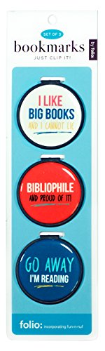 Just Clip it! Quote Bookmarks - (Set of 3 Clip Over The Page Markers) A Book A Day Keeps Reality Away, Book Nerd, Funny Bookmark Set - Ideal for Bookworms of All Ages... Adults Men Women Teens & Kids