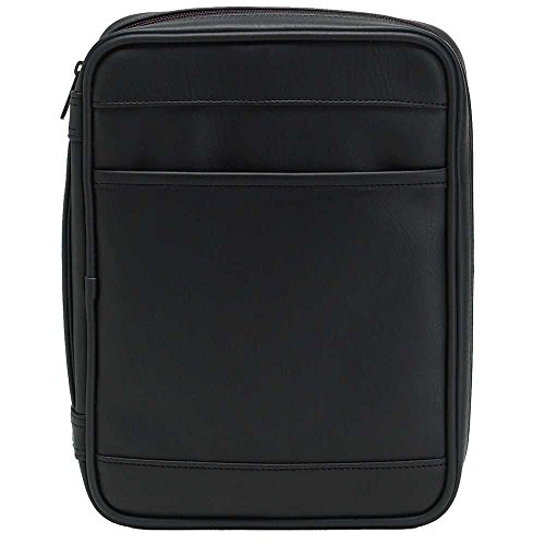 Black Outer Pocket Leather Like Vinyl Bible Cover Case with Handle Large