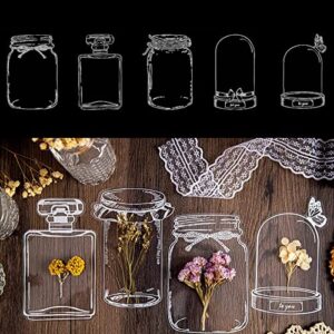 lclz 40 pcs transparent dried flower bookmarks, diy handmade bookmarks blank set, dried flower bookmark bottle, clear drift bottle bookmark, plant flower bookmark maker (a)