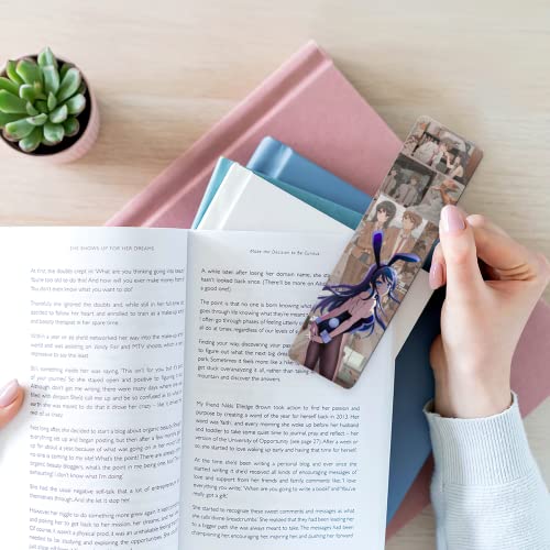 Bookmarks Metal Ruler Dream Measure Bunny Reading Girl Tassels Senpai Bookworm Bookography for Book Bibliophile Gift Reading Christmas Ornament Markers Bookmark