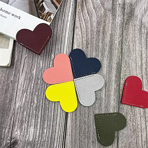 Aioweika Bookmarks for Book Lovers Leather Heart-Shaped Bookmark Cute Book Page Clip Corner Protective Cover Stationery Supply