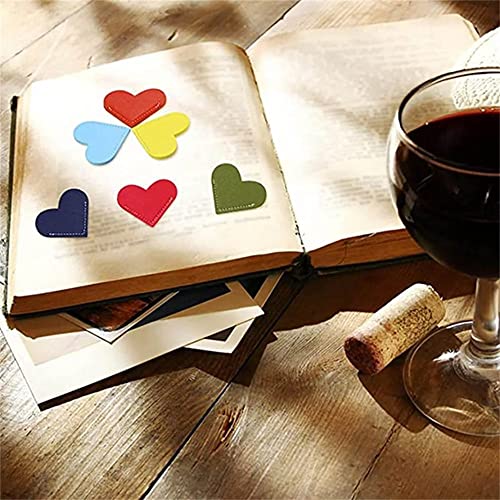 Aioweika Bookmarks for Book Lovers Leather Heart-Shaped Bookmark Cute Book Page Clip Corner Protective Cover Stationery Supply