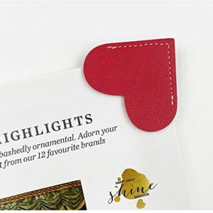 Aioweika Bookmarks for Book Lovers Leather Heart-Shaped Bookmark Cute Book Page Clip Corner Protective Cover Stationery Supply