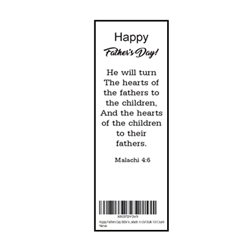 Happy Father's Day Father and Son Bible Verse Bookmarks Religious Christian Dads Malachi 4:6 for Churches He Shall Turn The Heart of The Fathers to The Children Made in USA Bulk 100 Count