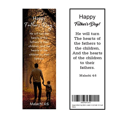 Happy Father's Day Father and Son Bible Verse Bookmarks Religious Christian Dads Malachi 4:6 for Churches He Shall Turn The Heart of The Fathers to The Children Made in USA Bulk 100 Count