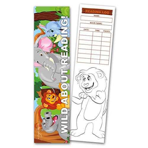 30 Assorted Coloring Bookmarks with Reading Logs (10 Designs, 3 Each)