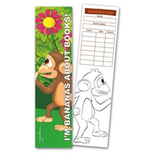 30 Assorted Coloring Bookmarks with Reading Logs (10 Designs, 3 Each)