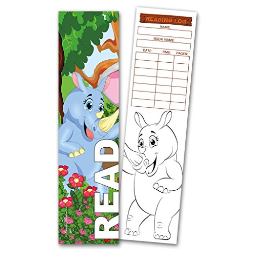 30 Assorted Coloring Bookmarks with Reading Logs (10 Designs, 3 Each)