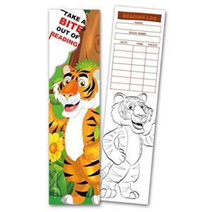 30 Assorted Coloring Bookmarks with Reading Logs (10 Designs, 3 Each)