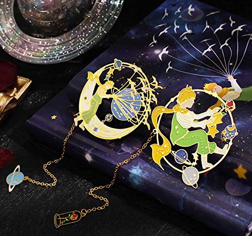 PonPom Little Prince Metal Bookmark with Beautiful Pendants, Ideal Gift for Readers Lovers,Teachers,Students (FanXing)