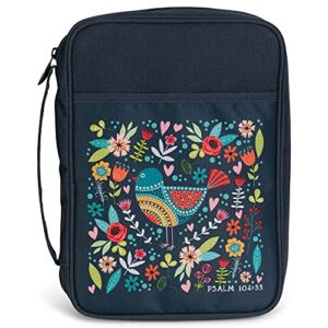 colorful floral pattern with bird large canvas bible cover with handle