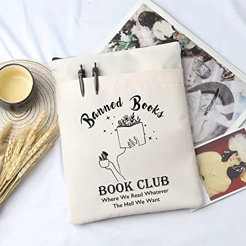 G2TUP Banned Book Lover Gift Banned Books Book Club Book Sleeve Bibliophile Book Lover Book Covers Bookworm Gift Librarian Gift Book Nerd Zipper Book Protector (Banned BS)