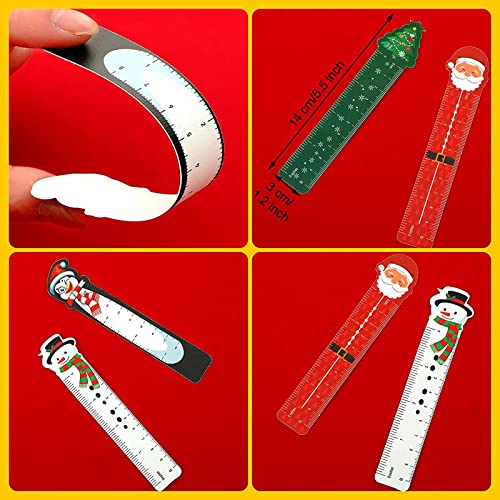 75 Pieces Christmas Theme Bookmark Rulers for Kids Students Snowman Santa Christmas Tree Elk Reindeer Character Bookmarks Xmas Pattern Printed for Christmas Presents Holiday Party Favors Supplies