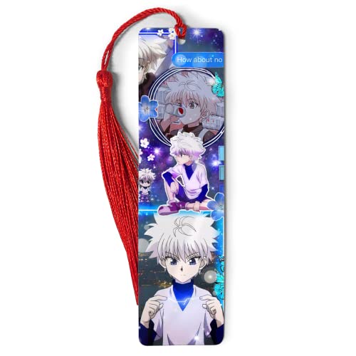 Bookmarks Metal Ruler Killua Reading Hunters Measure Bookography Bookworm Tassels for Book Bibliophile Gift Reading Christmas Ornament Markers