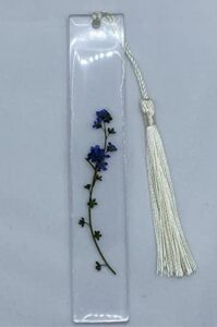 dried flower bookmark, blue forget-me-not handmade transparent resin bookmarks with tassels