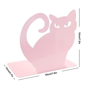 Winterworm Cute Vivid Lovely Persian Cat Nonskid Thickening Iron Metal Bookends Book Organizer for Library School Office Home Study Desk Organizer(Pink)