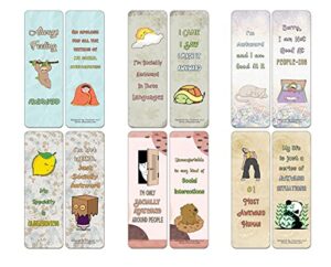 creanoso funny socially awkward bookmarks (12-pack) – stocking stuffers funny gift ideas for adults, teens, friends