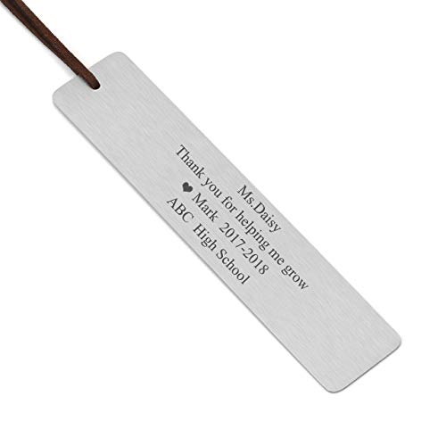 JOVIVI Personalized Metal Bookmarks, Custom Message Stainless Steel Rectangle Tag with Tree of Life Tassel for Book Lover Kids Office School Reading