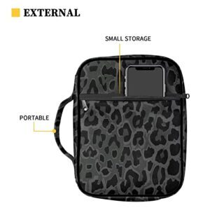 WELLFLYHOM Leopard Print Bible Cover for Women Bible Carrying Case Camo Cheetah Bible Book Bags Large Large Size Bible Case with Handle Portable Bible Holder with Zipper Pocket