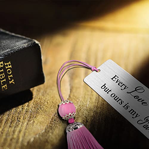 YUWANTR Every Love Story is Beautiful, But Ours is My Favourite Metal Bookmark Book Lover Gifts for Woman Man Teens Students Friends Bookworm Readers Teacher's Birthday Valentine's Day Gifts