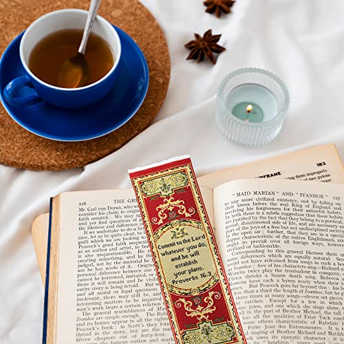 Fabric Bible Bookmark with Bonus Tassel Bookmark - Proverbs 16:3: Commit to The Lord Bible Book Markers - Christian Bookmarks for Women & Men - Religious Bookmarks - Christian Gifts for Women