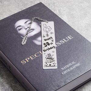 Stainless Steel Bookmark for Book Lover for Kids Girls Women Men Book Marks Happy 50th Birthday Christmas Gift