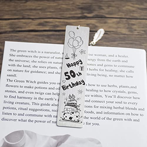 Stainless Steel Bookmark for Book Lover for Kids Girls Women Men Book Marks Happy 50th Birthday Christmas Gift