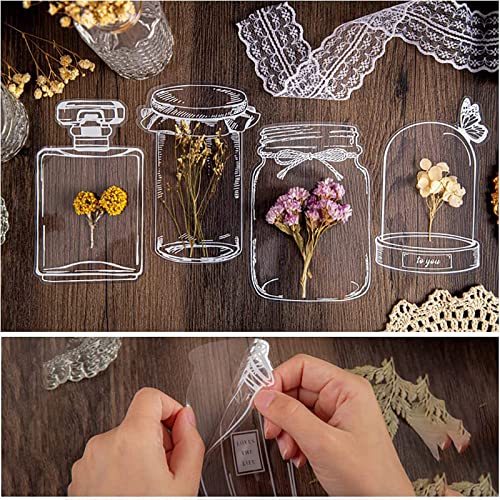 Gzwccvsn Transparent Dried Flower Bookmarks Kit - Homemade Pressed Bookmarks, DIY Bookmark Craft, Glassware Stickers, Page Clips Herbarium (Bookmarks 01/30pcs)