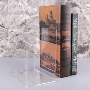 tegongse 2Pcs Book Ends, Clear Acrylic Bookends, Non-Skid Bookend Supports, Book Stopper for Books/Movies/CDs/Video Games