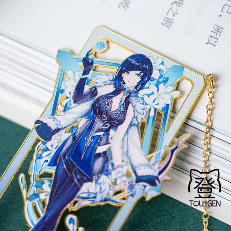 BSAPP Genshin Impact Yelan Metal Bookmark, for Genshin Fans Book Lovers Readers