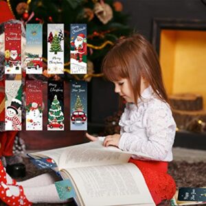 PRIMATCH 36 Pieces Cute Christmas Bookmarks for Women Men Kids Book Lovers, Double-Sided Holiday Bookmark Book Marker with Santa Snowman Design for Girs Boys Students Adult Xmas Gifts