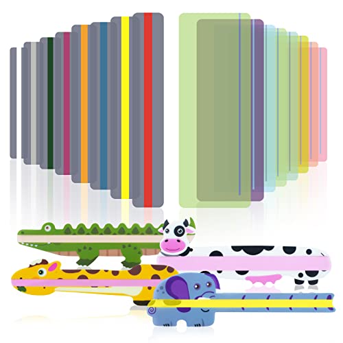 CIOUYAOS 20PCS Guided Reading Strips, Colored and Animal Highlight Bookmarks with 3 Styles Help with Dyslexia for Children Kids and Teacher Supply