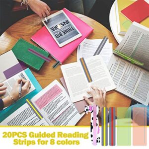 CIOUYAOS 20PCS Guided Reading Strips, Colored and Animal Highlight Bookmarks with 3 Styles Help with Dyslexia for Children Kids and Teacher Supply