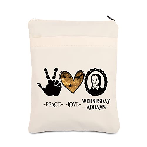 CMNIM Wednesday Book Sleeve Protector Horror Book Cover Family Movie Inspired Gift Peace Love Wednesday Merchandise for Fans (Wednesday Book Sleeve)