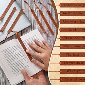 10 Pcs Leather Bookmarks Inspirational Gifts for Women Inspirational Leather Bookmarks for Men Women Book Reading Bookworm Book Lovers Readers