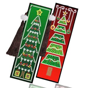 christmas tree diamond painting bookmark – pigpigboss 2 sets bookmark diamond painting with tassel christmas tree bookmark diamond dots art for student teacher christmas decor gift