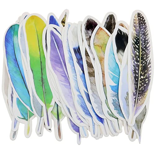 Haidong 2 Boxes/60PCS Color Feather Paper Reading Bookmark, Feather Shape Bookmark Stationery Supplies, Feather Bookmark