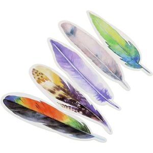 Haidong 2 Boxes/60PCS Color Feather Paper Reading Bookmark, Feather Shape Bookmark Stationery Supplies, Feather Bookmark