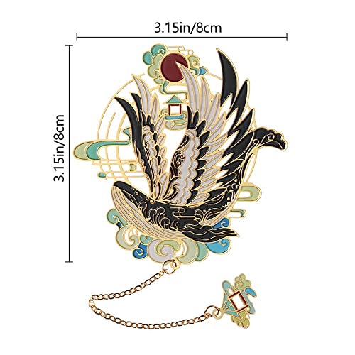 WEISHA Bookmarks Chinese Retro Carving Metal Bookmarks Hollow Out Book Clip with Pendant Pagination Mark School Supplies(Dragon)