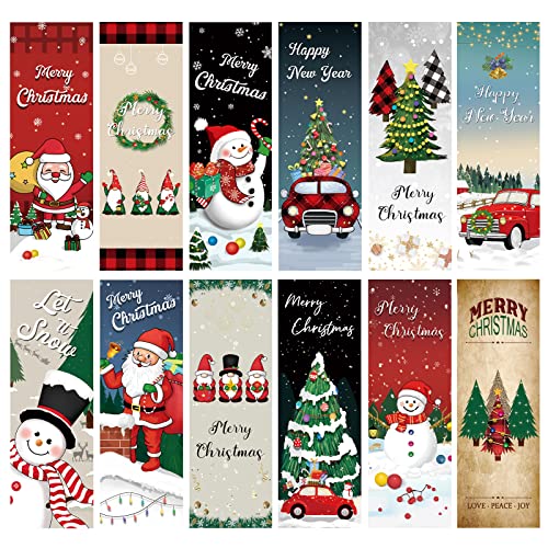 12 PCS Christmas Bookmarks for Book Lovers, Cute Book Markers for Kids Reading, Paper Book Mark, Printing on 2 Sides About Xmas Holiday Present