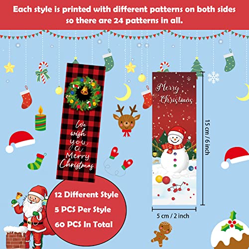 12 PCS Christmas Bookmarks for Book Lovers, Cute Book Markers for Kids Reading, Paper Book Mark, Printing on 2 Sides About Xmas Holiday Present